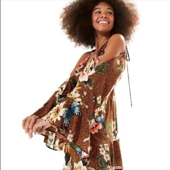 FARM Rio | Dresses | Farm Rio Animal Print Floral Long Mini Size Petite ...